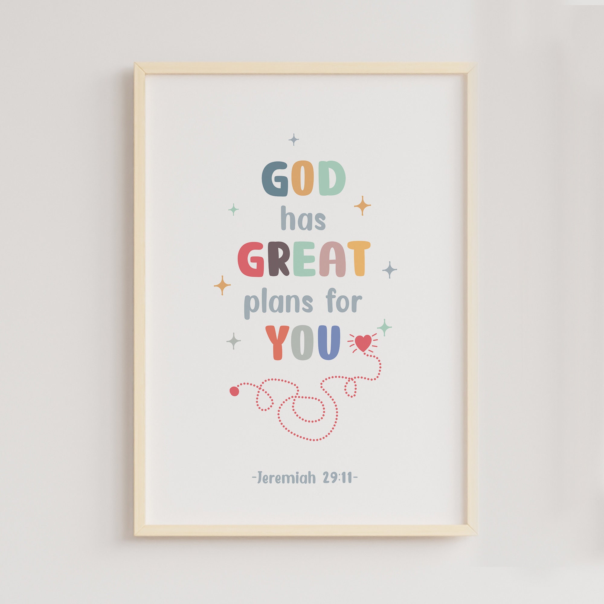 POSTER Kids Bible Verse Wall Art - Christian Classroom Decor, Sunday ...