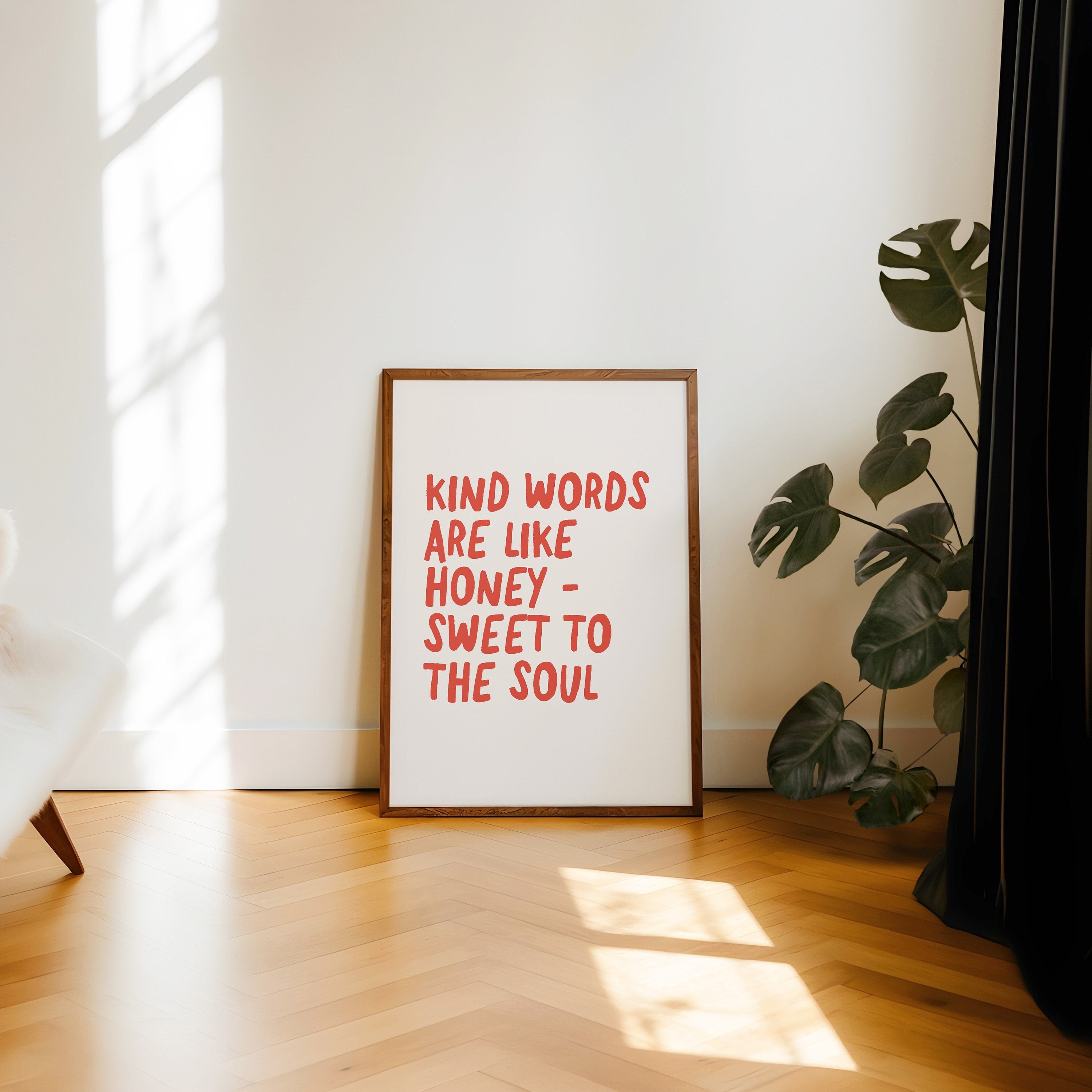 POSTER Kind Words Are Like Honey Minimalist Christian Typography Red ...