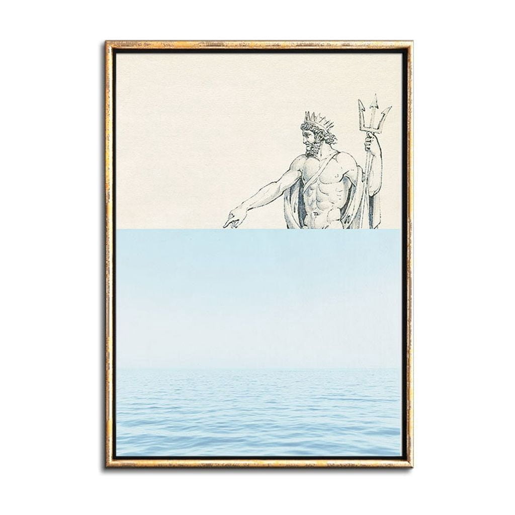 Poster King Neptune Wall Art Modern Beach House Wall Decor, Pastel Blue ...