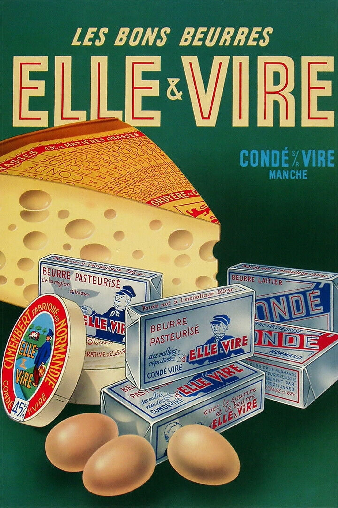 POSTER Kitchen Cheese Butter Eggs French Food Art Wall Room Poster ...