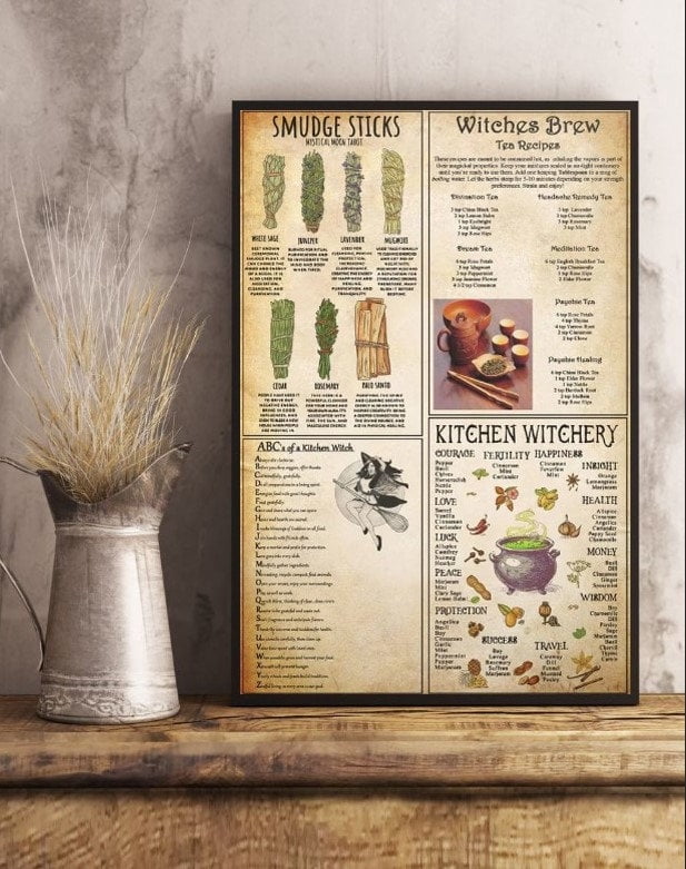 POSTER Kitchen Witchcraft Knowledge Poster, Witches Brew Tea Recipes ...