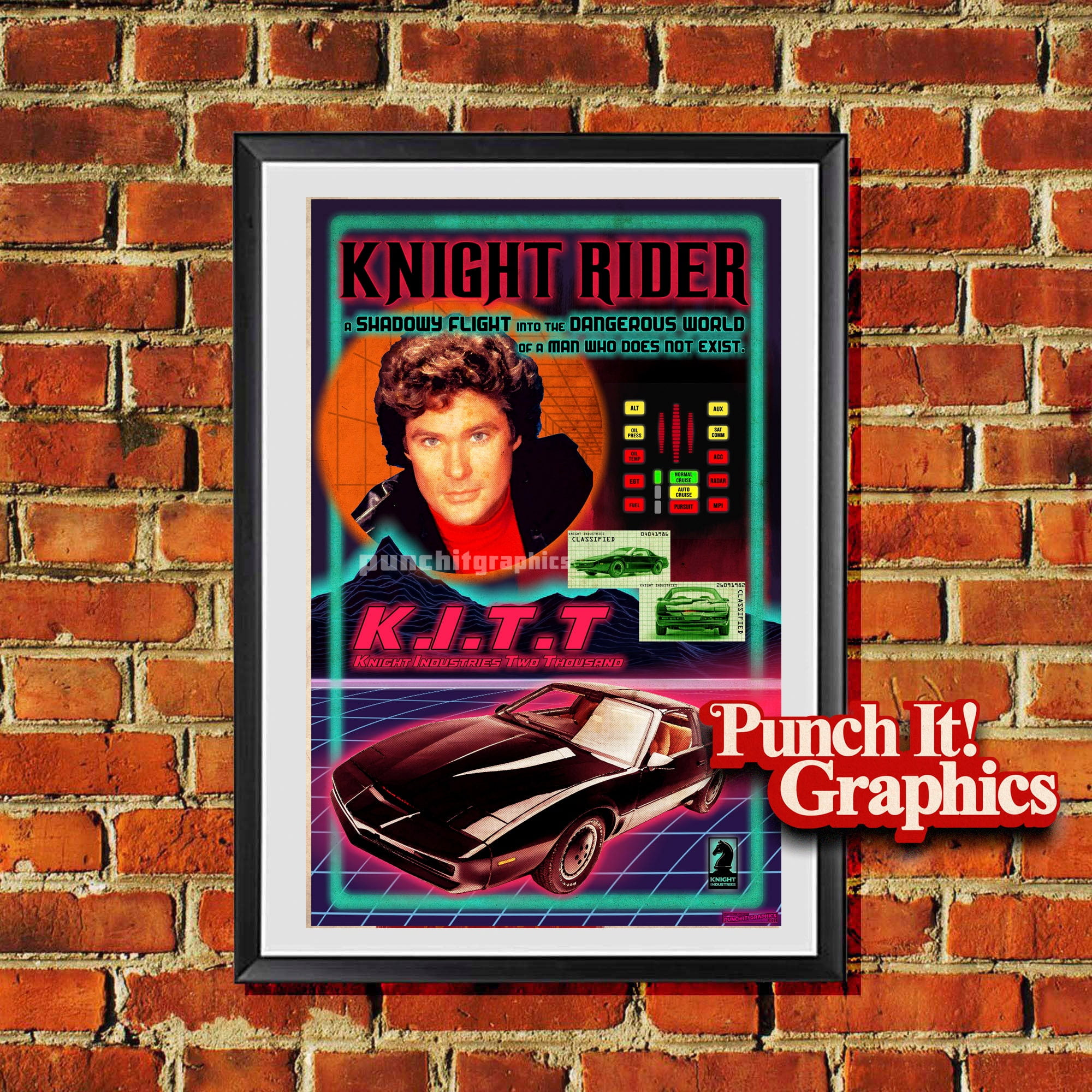 POSTER Knight Rider KITT Michael Knight Retro 80's Style Original ...