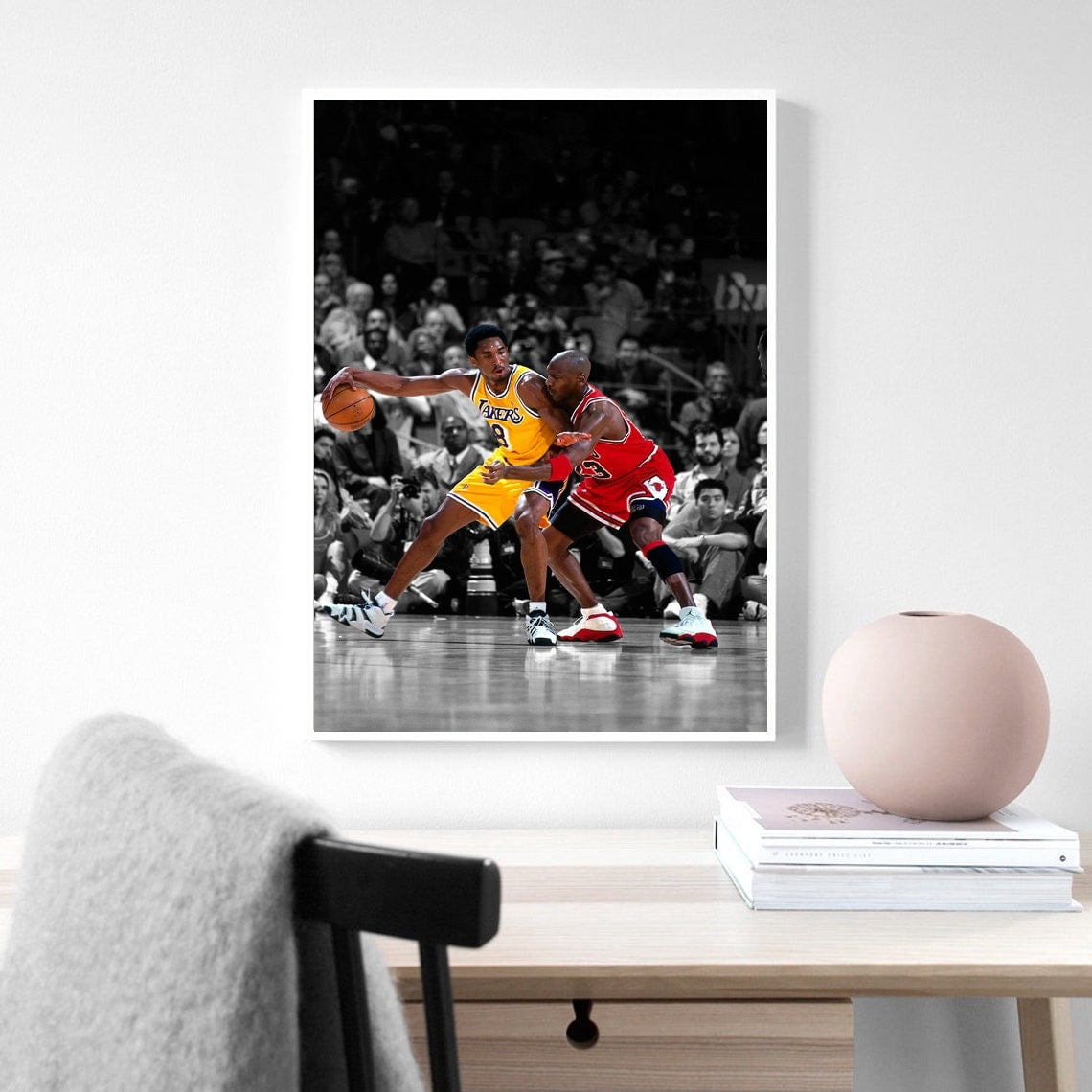 Poster Kobe Bryant and Michael Jordan Poster, 23 VS 24, Classic showdown Poster room decoration ...