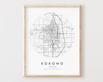 POSTER Kokomo Map Print, Kokomo Map Poster City Wall Art, In Road Map ...