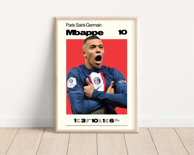 POSTER Kylian Mbappe Poster, PSG Football Print, Soccer Gifts, Sports ...