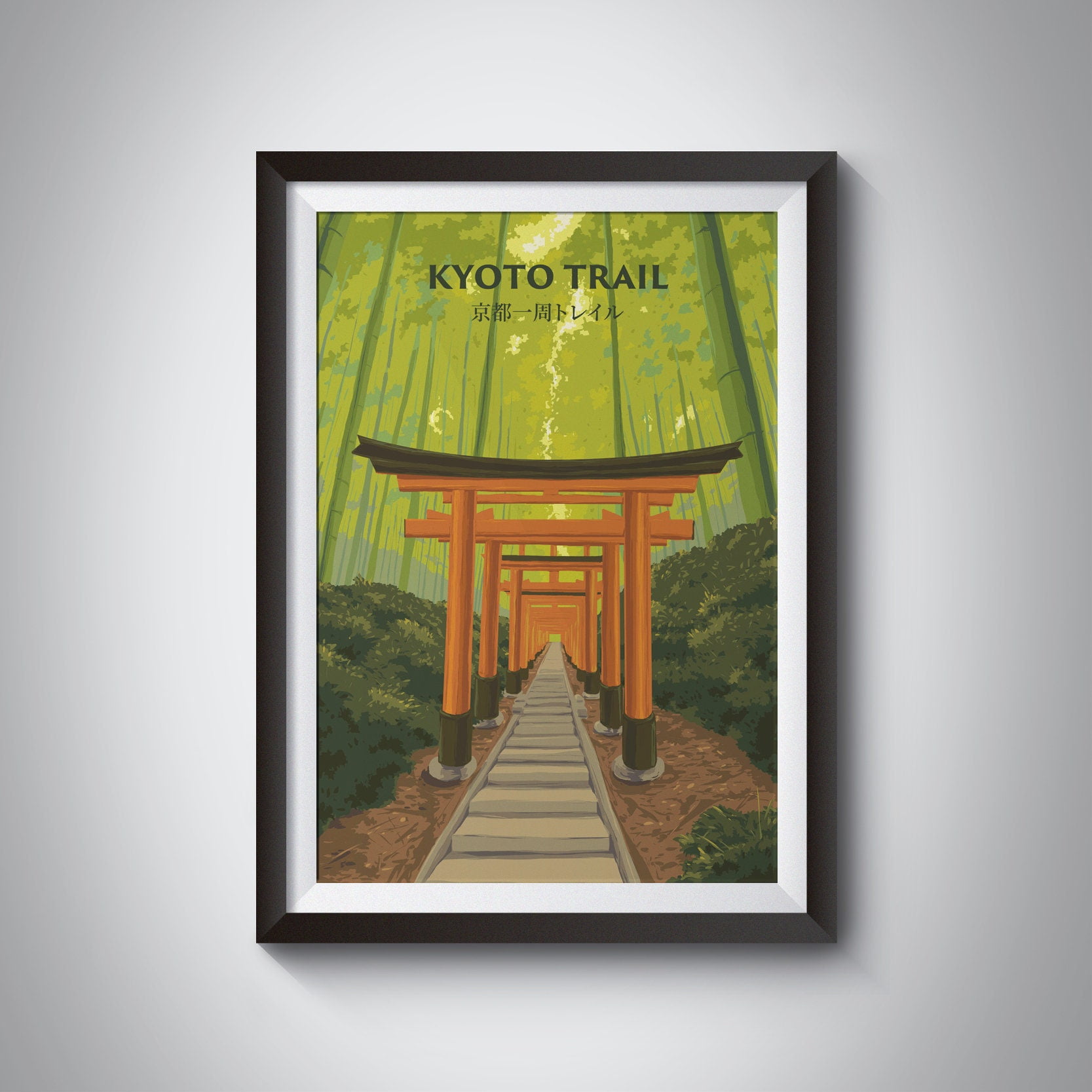 POSTER Kyoto Trail Travel Poster, Fushimi Inari Hiking Trail Poster ...