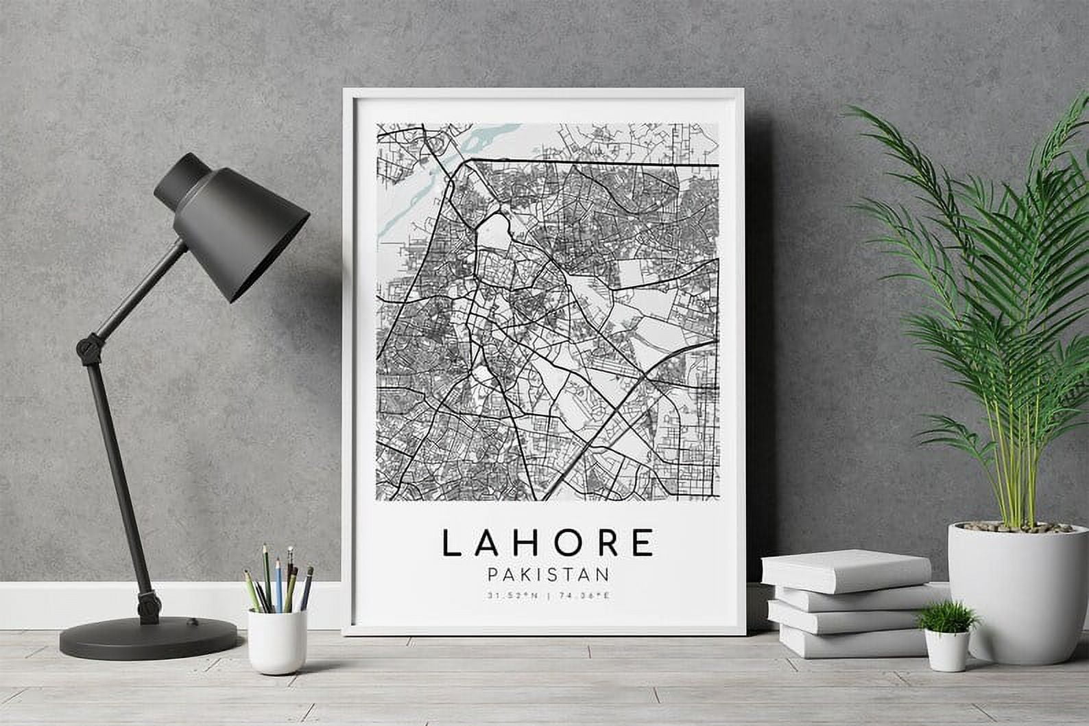 POSTER LAHORE City Map, Home Map, Pakistan Map Print, Locations ...