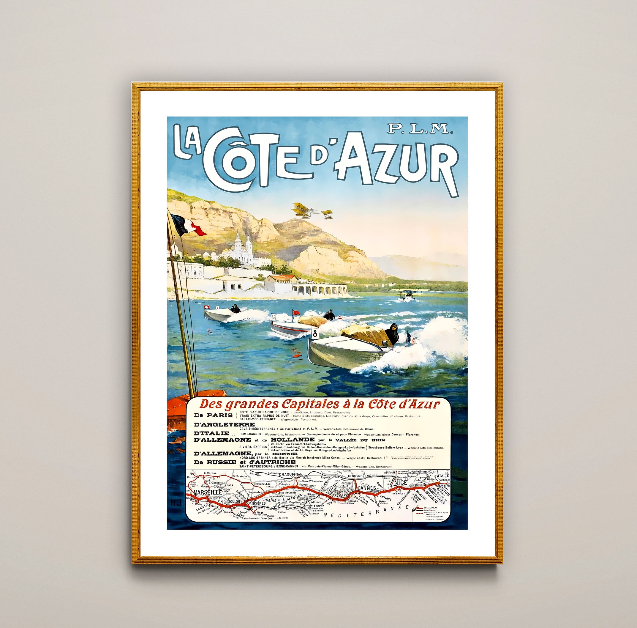 POSTER La Cote d'Azur France Vintage Travel Poster - Poster Paper Print ...