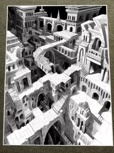 POSTER Labyrinth Architecture with Endless Stairs Poster UNFRAMED ...