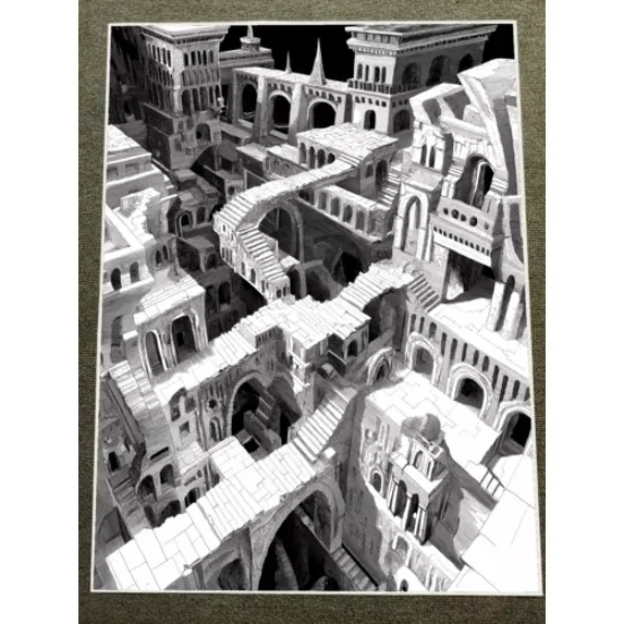 POSTER Labyrinth Architecture with Endless Stairs Poster UNFRAMED ...