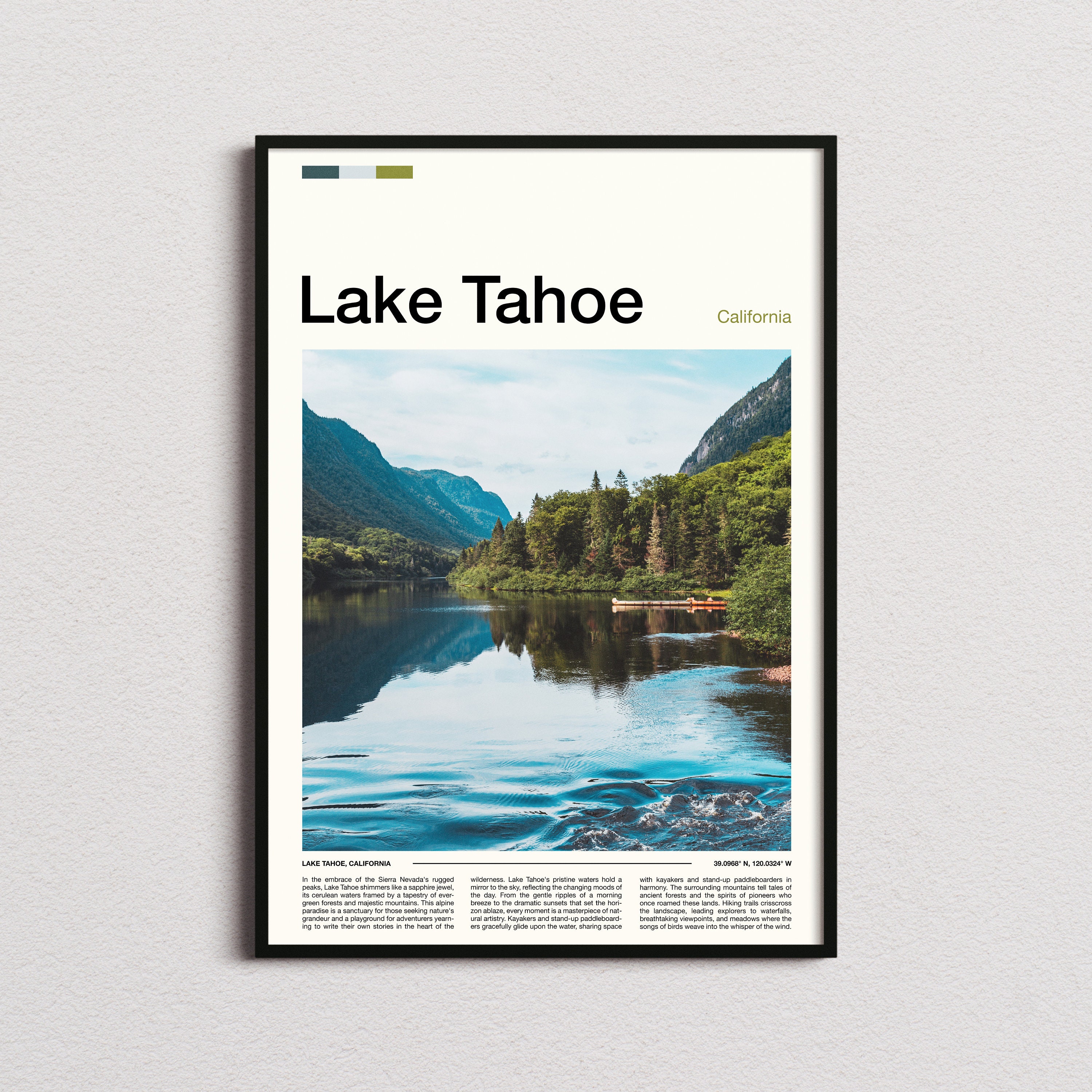 POSTER Lake Tahoe Print, Lake Tahoe Poster, Lake Tahoe Wall Art ...