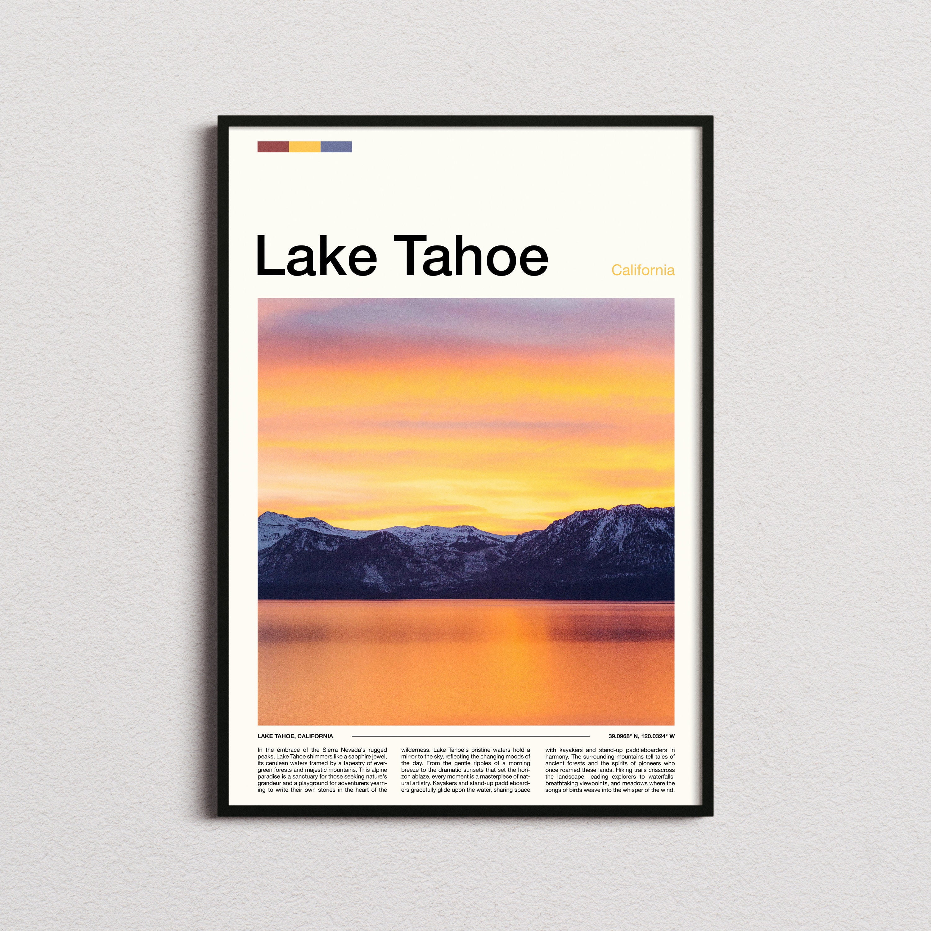 POSTER Lake Tahoe Print, Lake Tahoe Poster, Lake Tahoe Wall Art ...