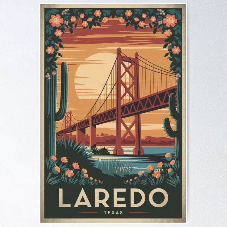 POSTER Laredo Vintage Travel Poster Poster UNFRAMED, 12x18 - Walmart.com