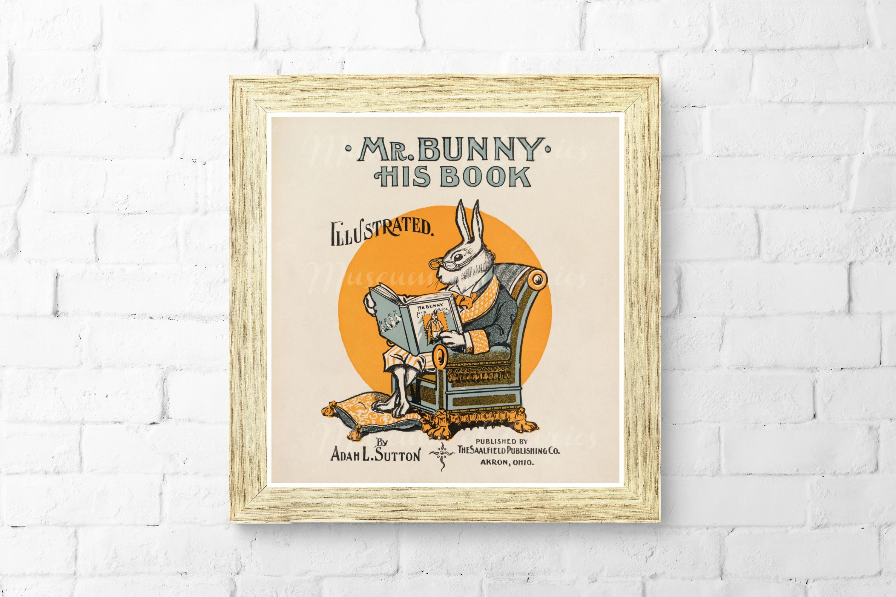 POSTER Late 1800s-early 1900s, Mr Bunny His Book, a rabbit reads his ...