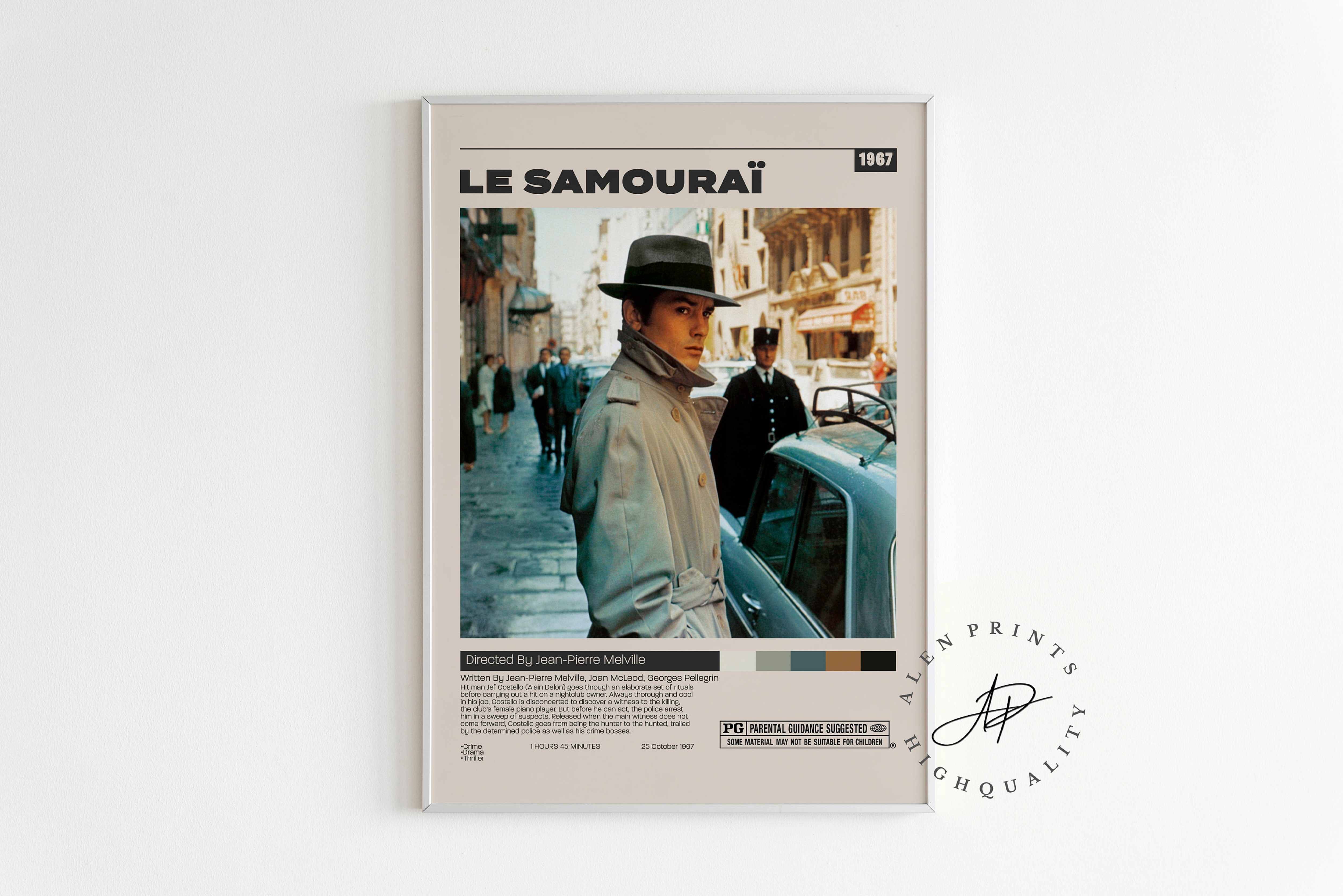 POSTER Le SamouraÃ¯ Poster, Jean-Pierre Melville, Minimalist Movie ...