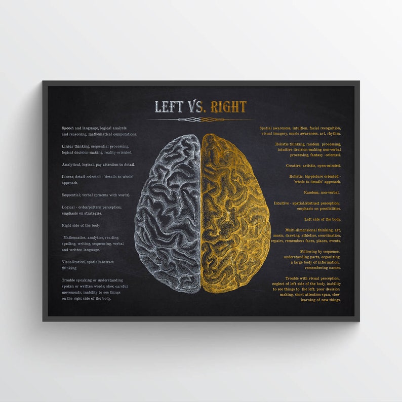 POSTER Left VS Right brain function Anatomy Print, Psychology ...