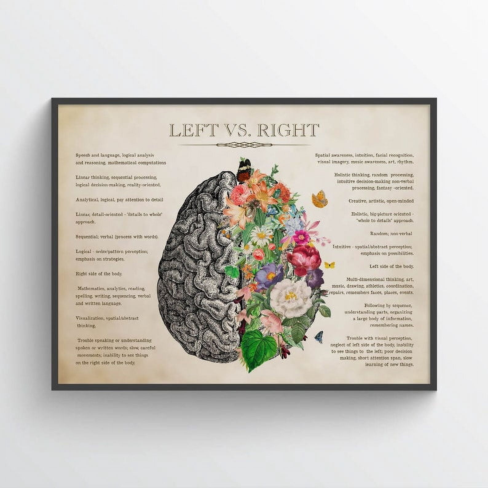 POSTER Left and right brain function Anatomy Print, Psychology Decor ...