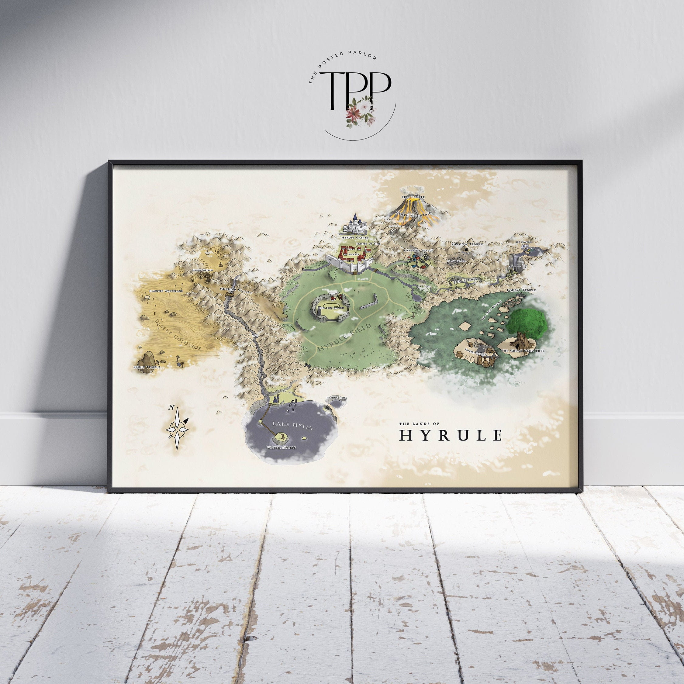 POSTER Legend of Zelda Map Poster, The Lands of Hyrule Wall Art ...