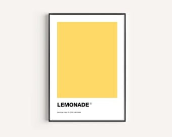 POSTER Lemonade Pantone Print Poster, Pantone Yellow Pantone Wall Art ...