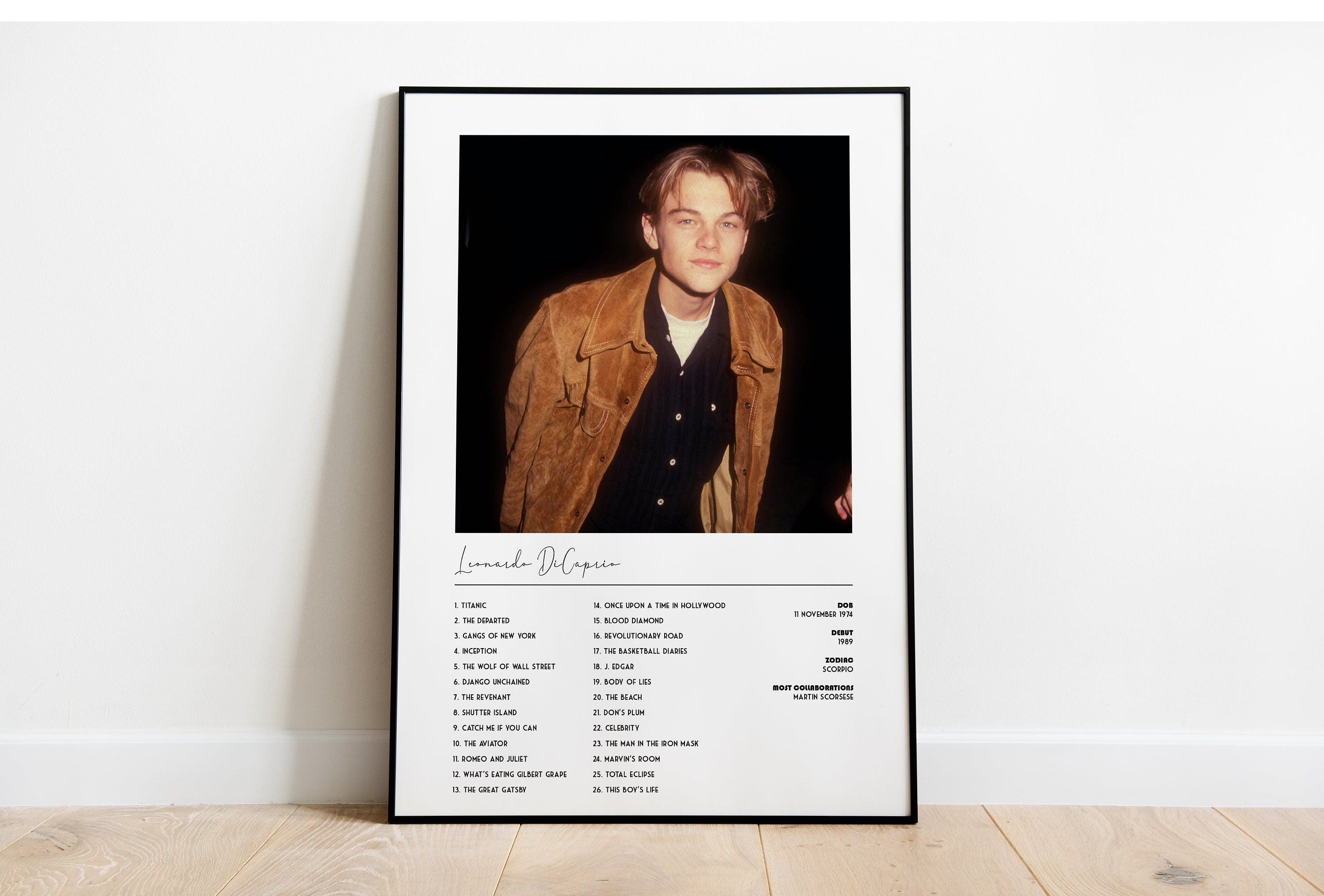 POSTER Leonardo DiCaprio Filmography Fan Poster | Actor Art Print ...