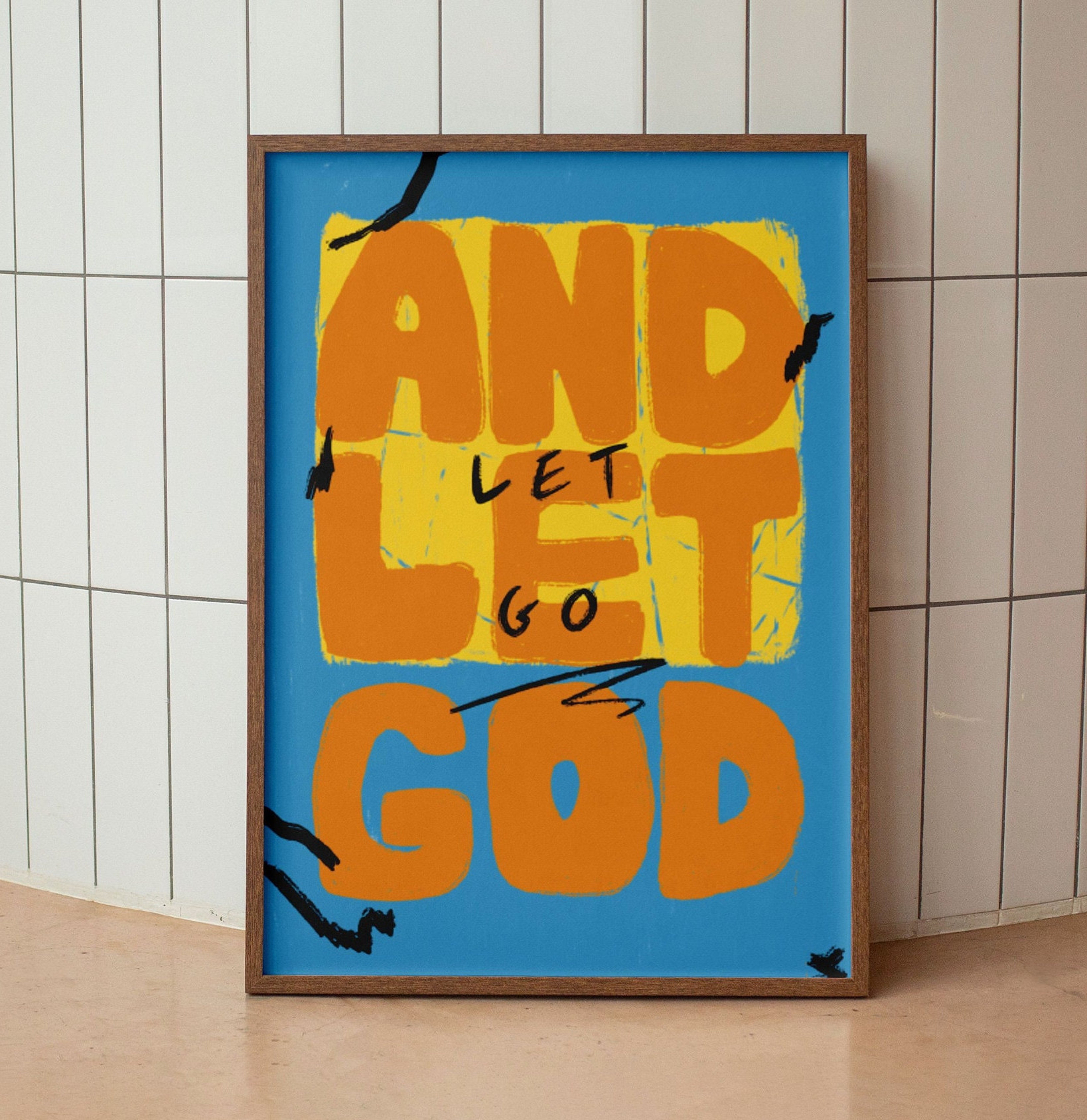 Poster Let Go And Let God Aesthetic Christian Wall Art Modern