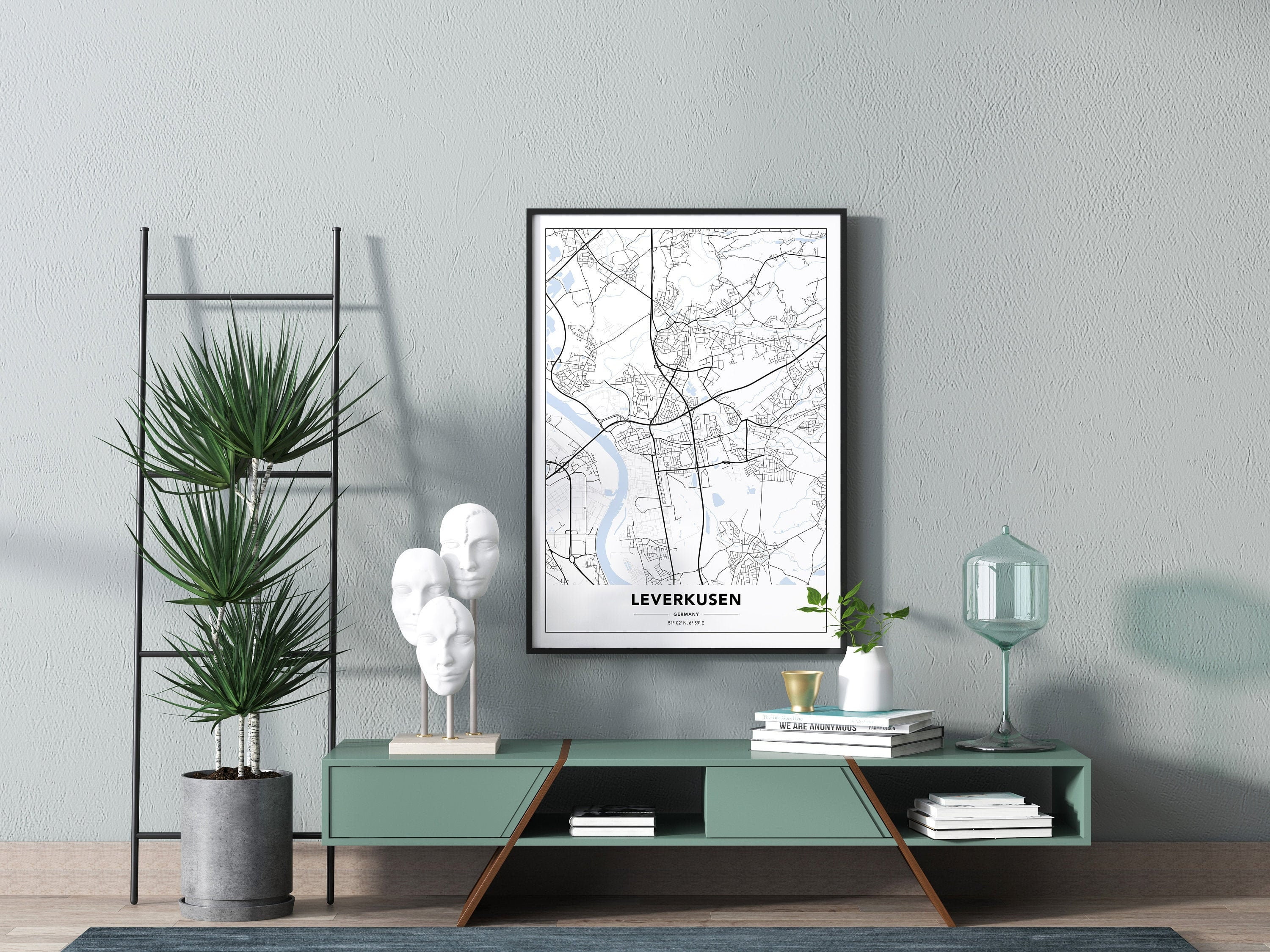 POSTER Leverkusen Map Poster, Germany city Map Print, Black and White ...