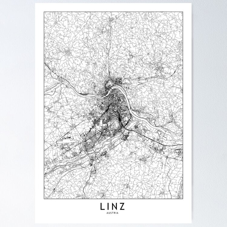 POSTER Linz White Map Poster UNFRAMED, 24x36 - Walmart.com