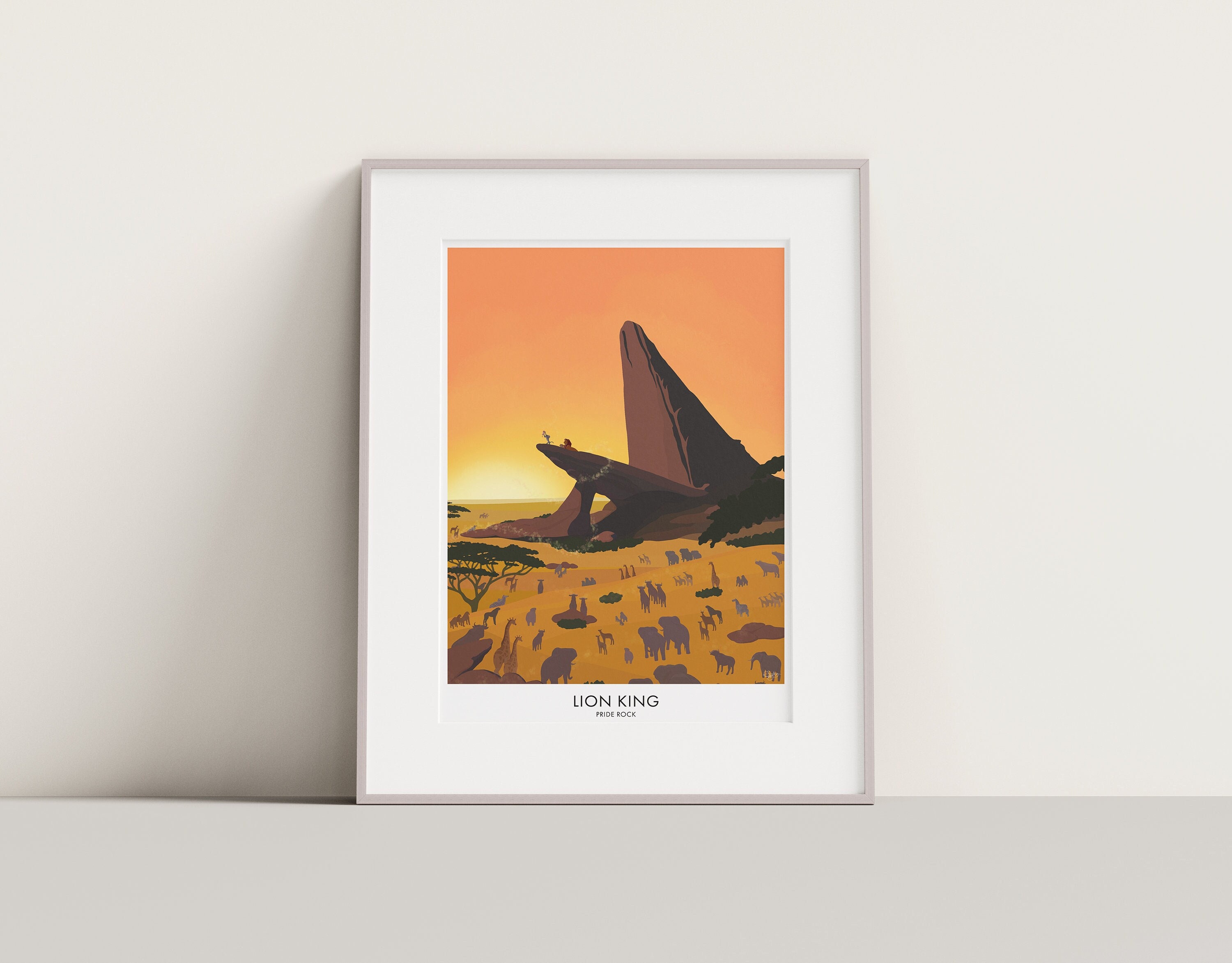 POSTER Lion King travel print. Disney poster, travel art, Pride Rock ...