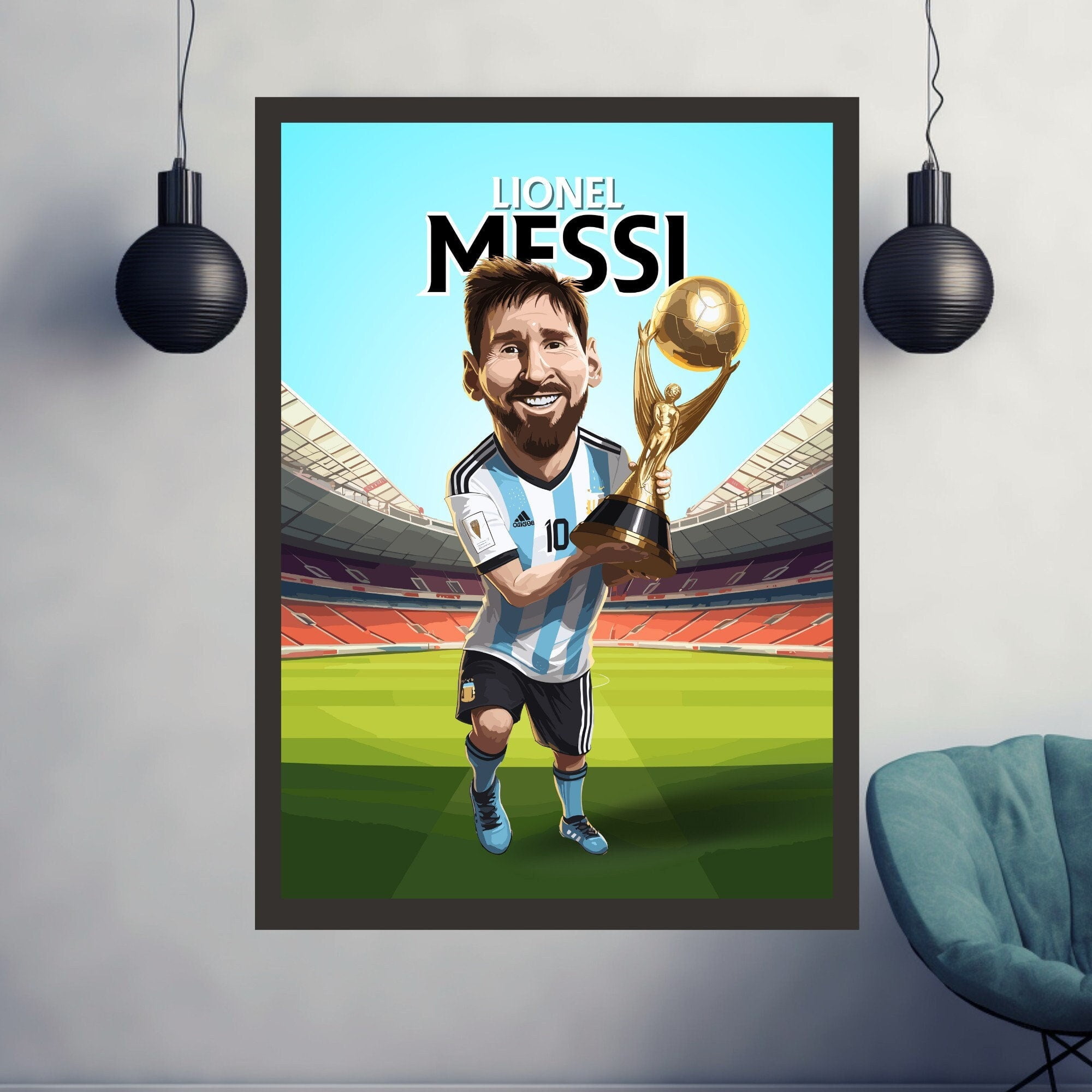 POSTER Lionel Messi Caricature Poster, Leo Messi Argentina Poster ...