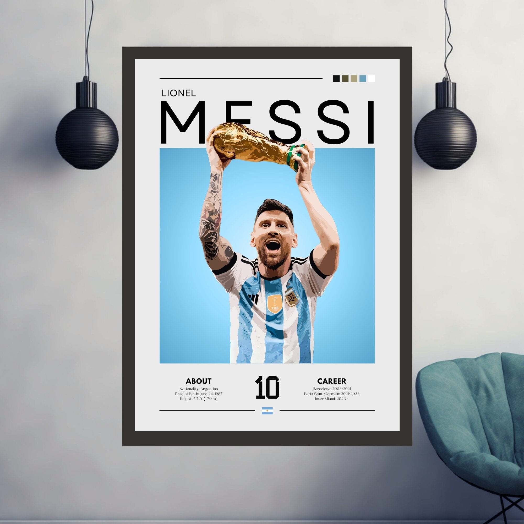 POSTER Lionel Messi Poster, Leo Messi Print, Football Gift, Sports ...