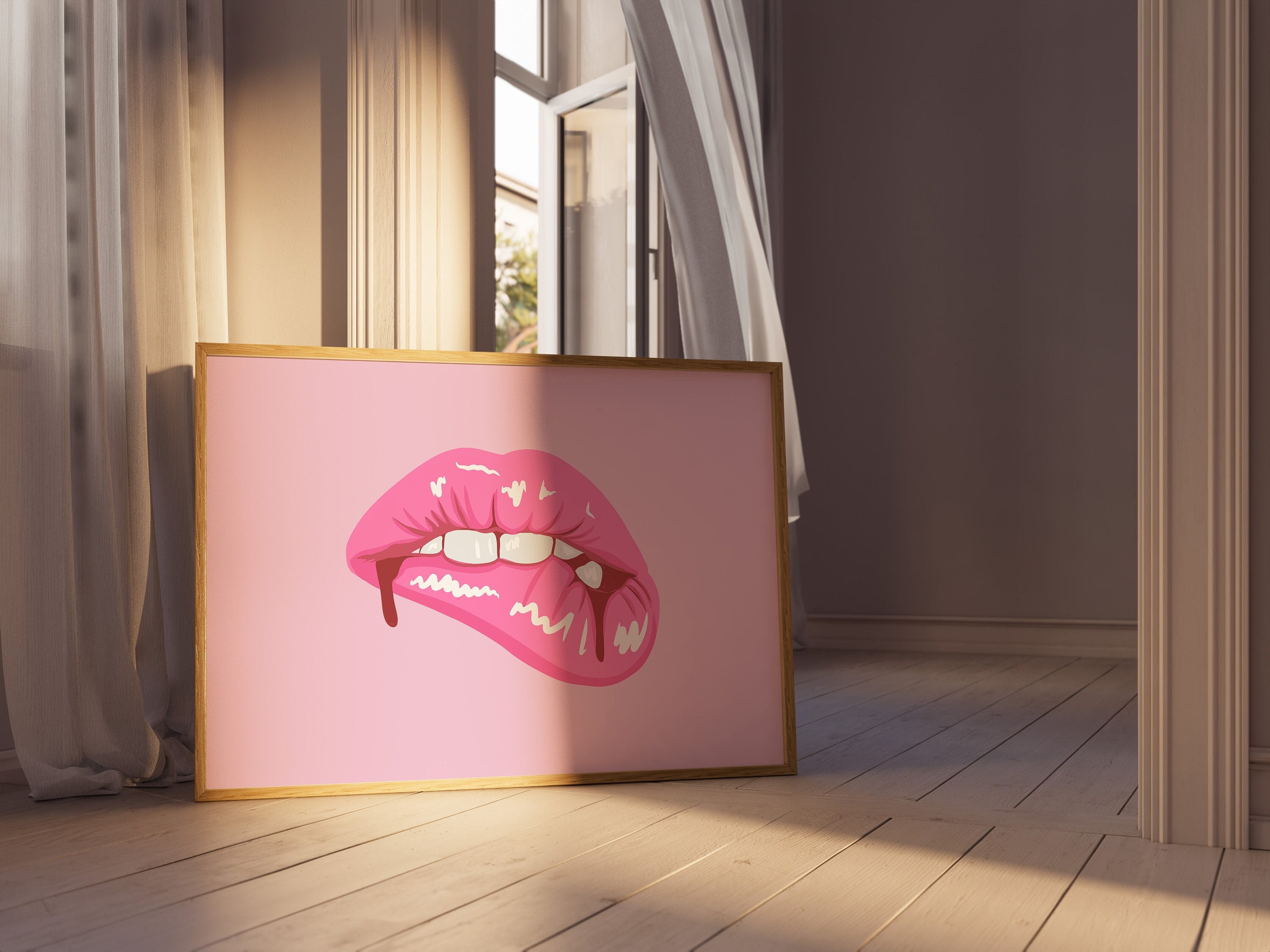 POSTER Lips Wall Art Kiss Pink Yk2 Print Trendy Poster Aesthetic Preppy ...