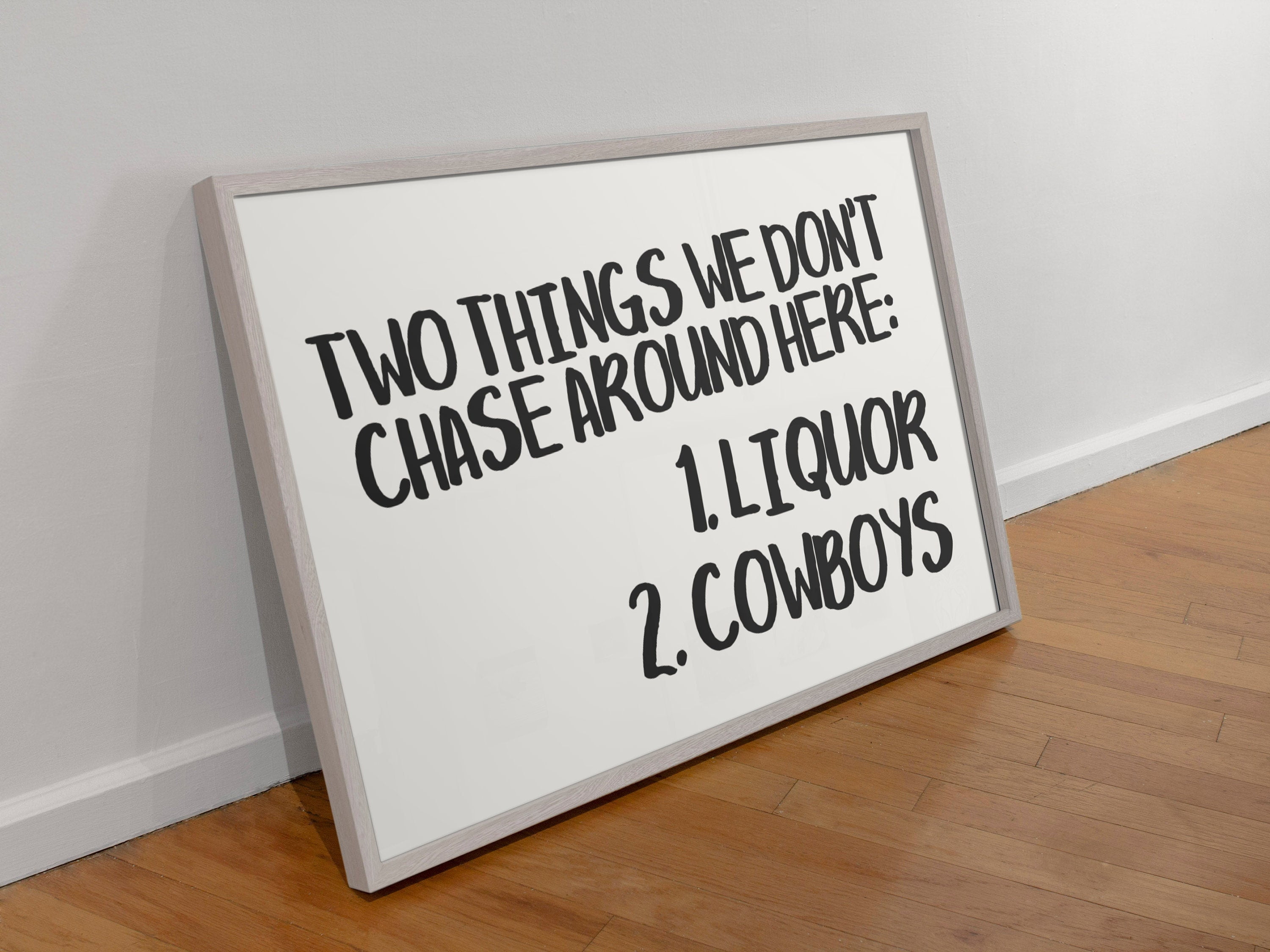 POSTER Liquor and Cowboys Handwriting Poster, Coastal Cowgirl Black and ...