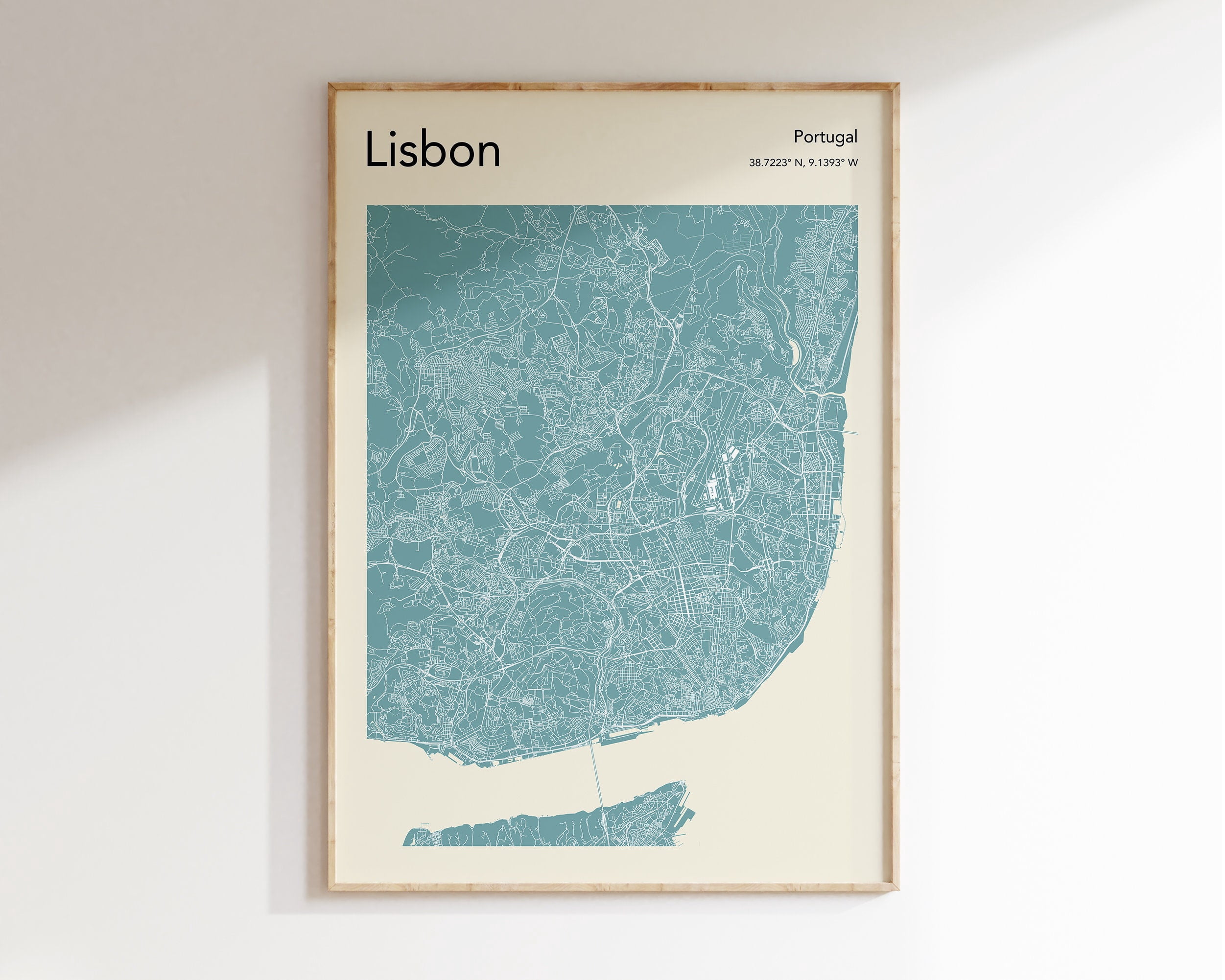 Poster Lisbon Portugal Map Print, Lisbon Map Poster, Lisbon Map Wall ...