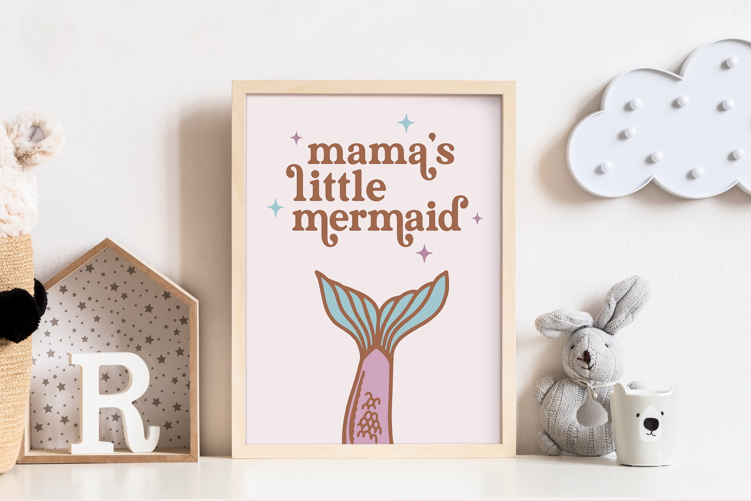 POSTER Little Mermaid Wall Art Beachy Girls Nursery Room Decor, Mermaid ...
