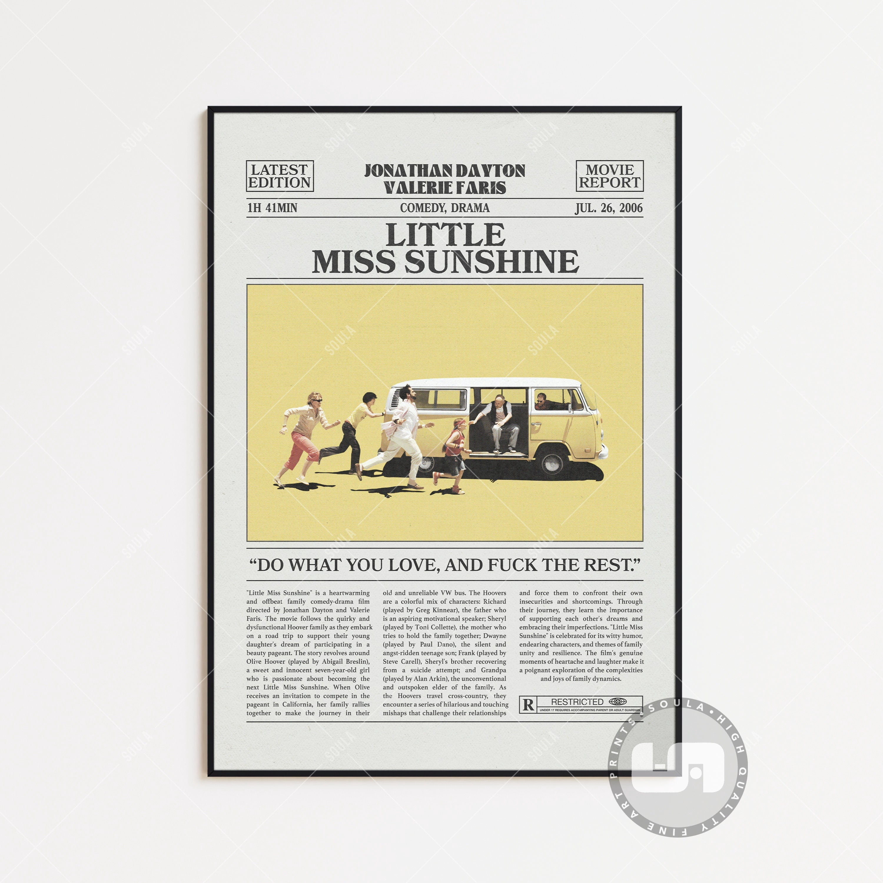 POSTER Little Miss Sunshine, Jonathan Dayton, Retro Newspaper Movie ...