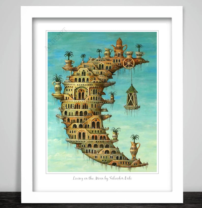 POSTER Living on the Moon by Salvador Dali. Vintage Art Print Poster ...