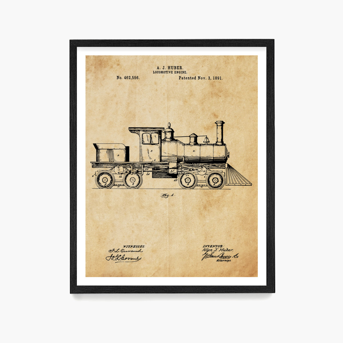 POSTER Locomotive Patent Poster, Train Wall Art, Railroad Patent Art ...