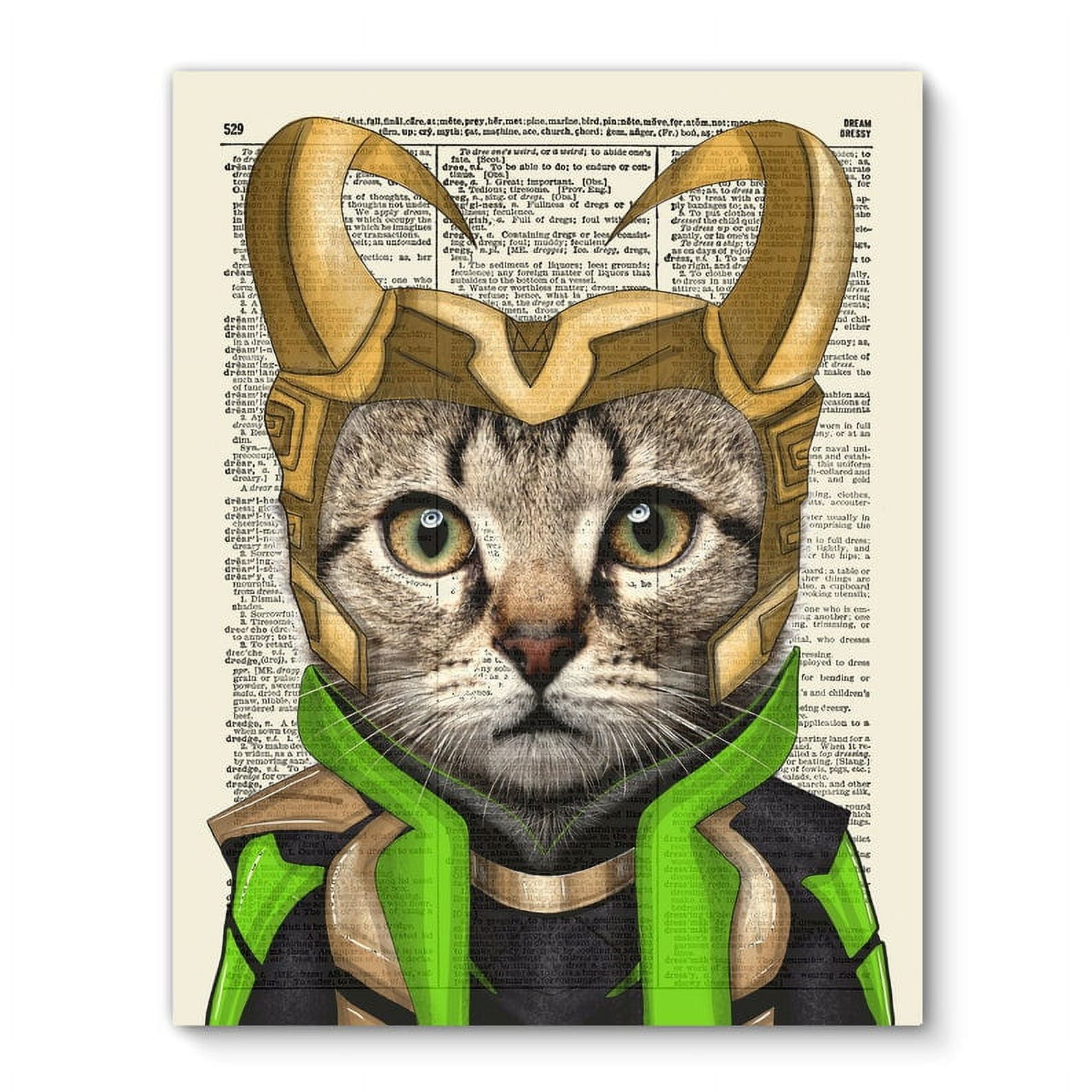 POSTER Loki Cat, Super Hero Cat Kitten Vintage Upcycled Dictionary Art ...