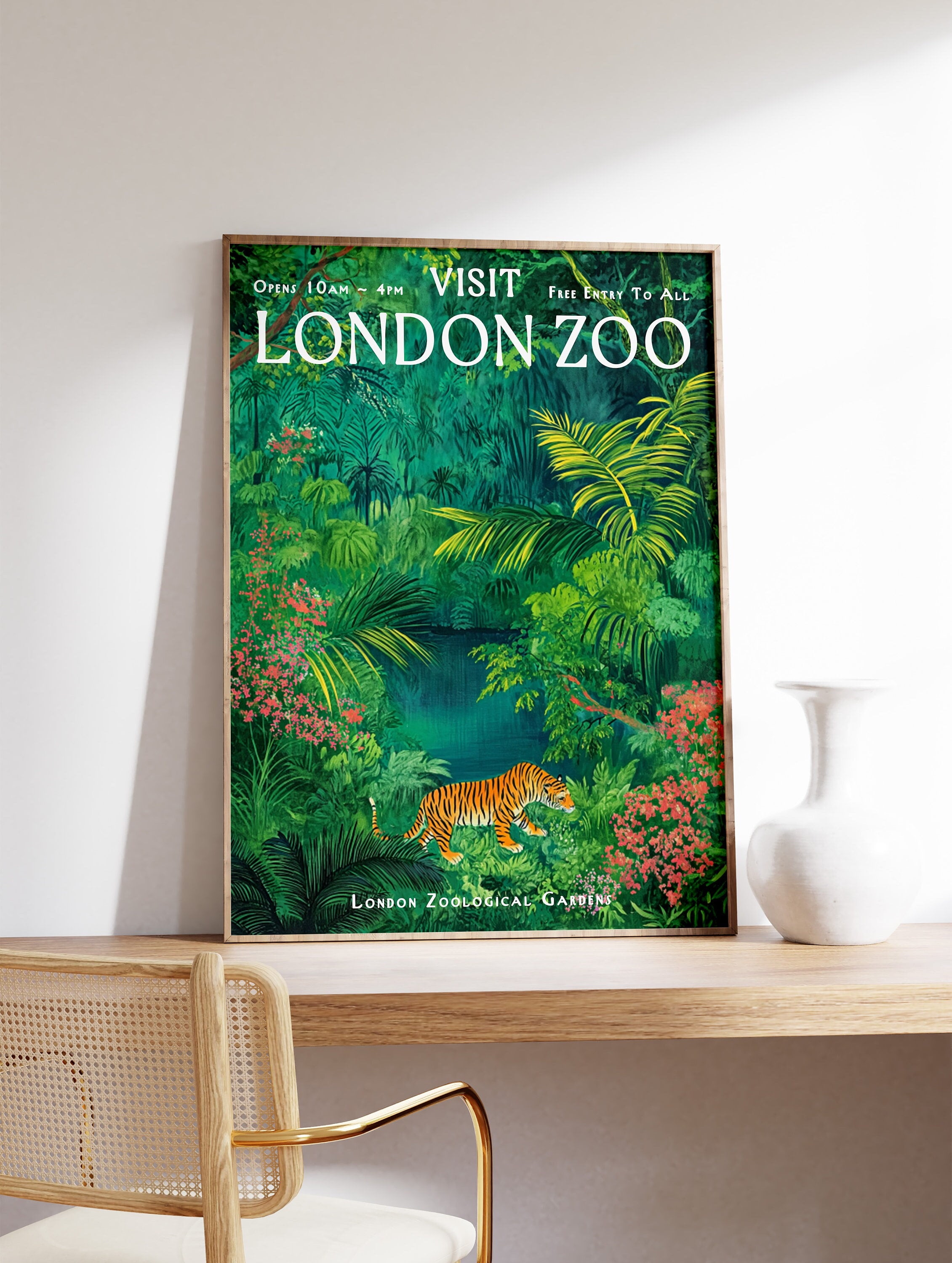 POSTER London Zoo Print, Vintage Zoo Poster, Tiger Print, Animal Art ...