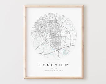 POSTER Longview Map Print, Longview Map Poster City Wall Art, Tx Road ...