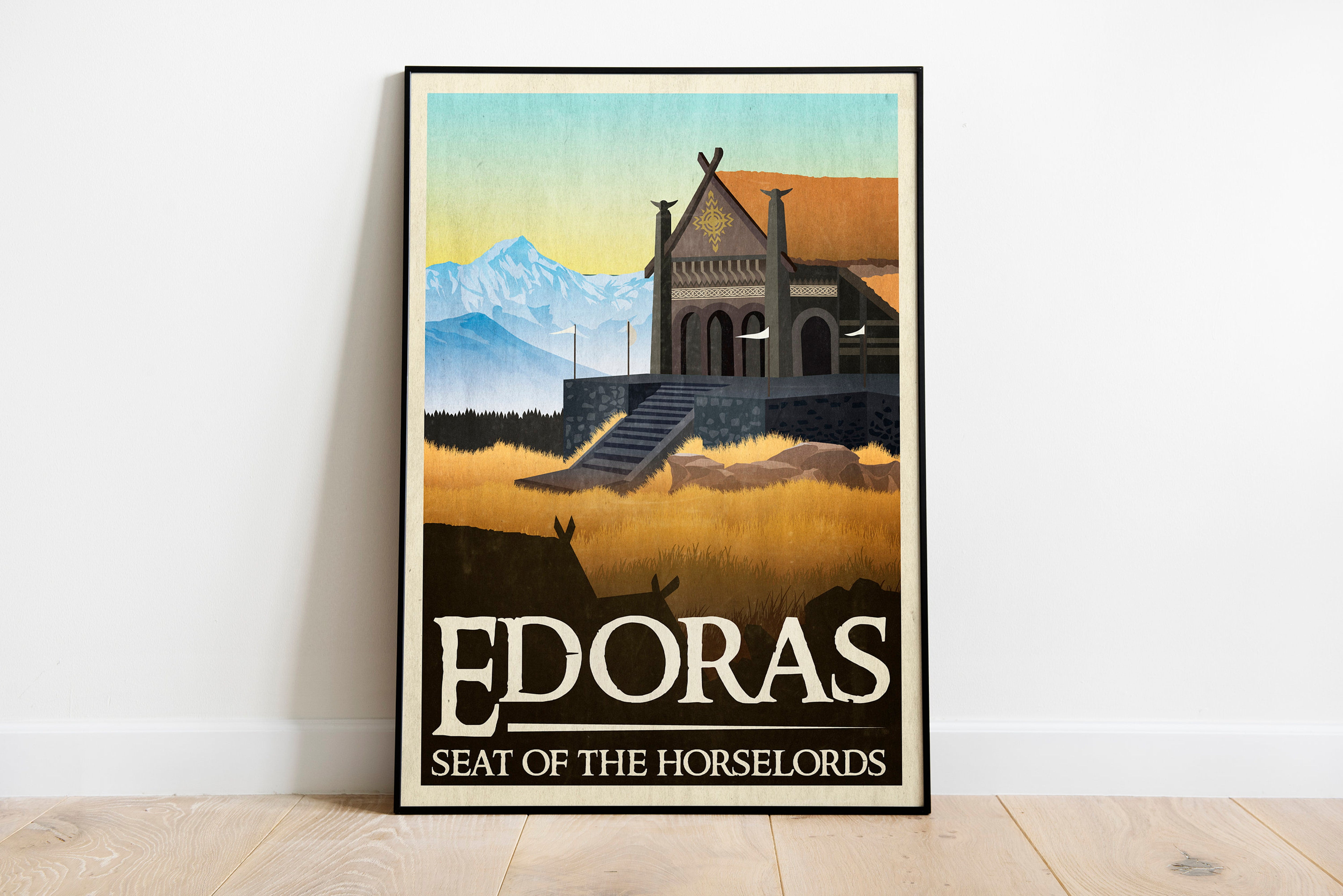 POSTER Lord of the Rings Poster Retro Travel Print Postcard - Edoras ...