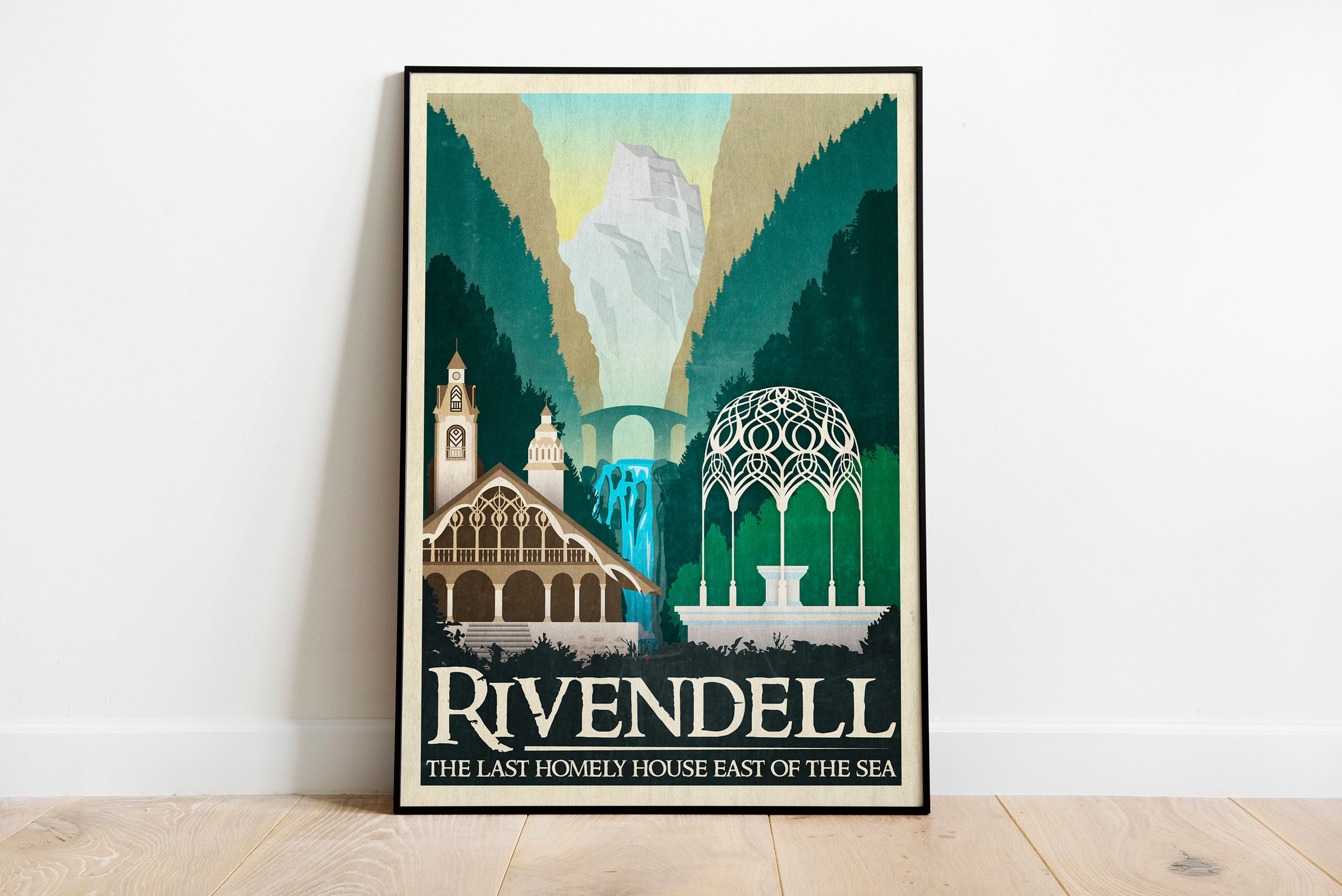 POSTER Lord of the Rings Poster Retro Travel Print Postcard - Rivendell - Birthday Wedding ...
