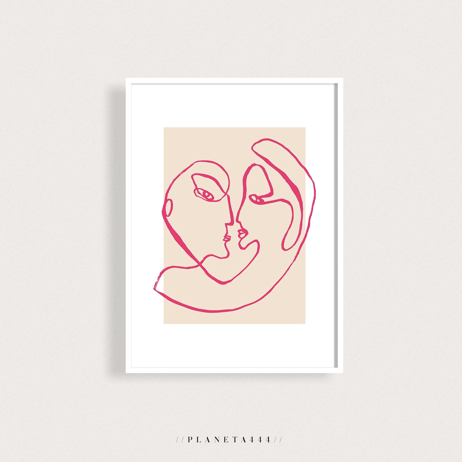 POSTER Love Embrace Art Print Abstract Couple Wall Art Man Woman Face ...