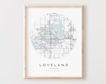 POSTER Loveland Map Print, Loveland Map Poster City Wall Art, Co Road ...