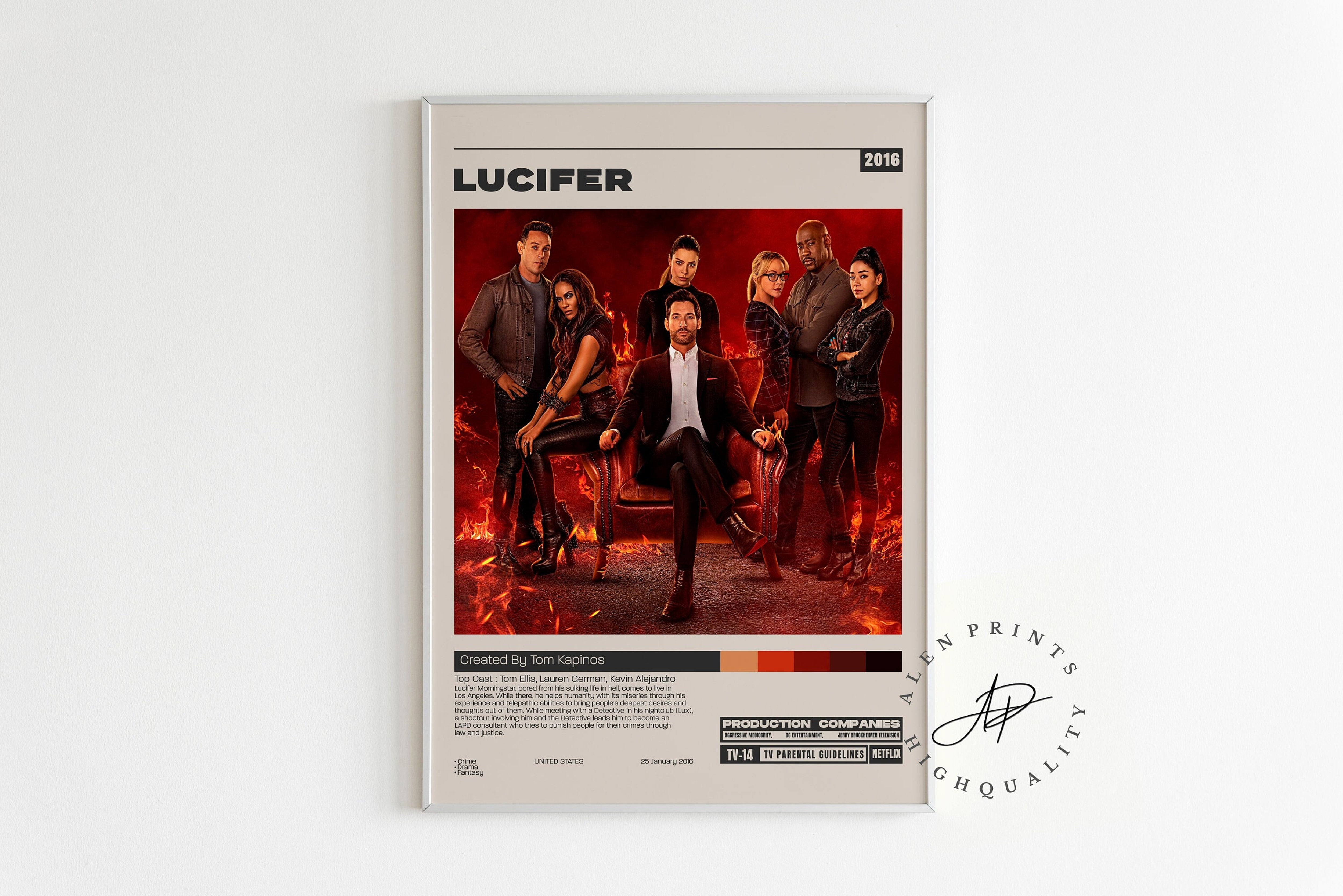 POSTER Lucifer Poster, Tom Kapinos, Minimalist Tv Series, Vintage Retro ...