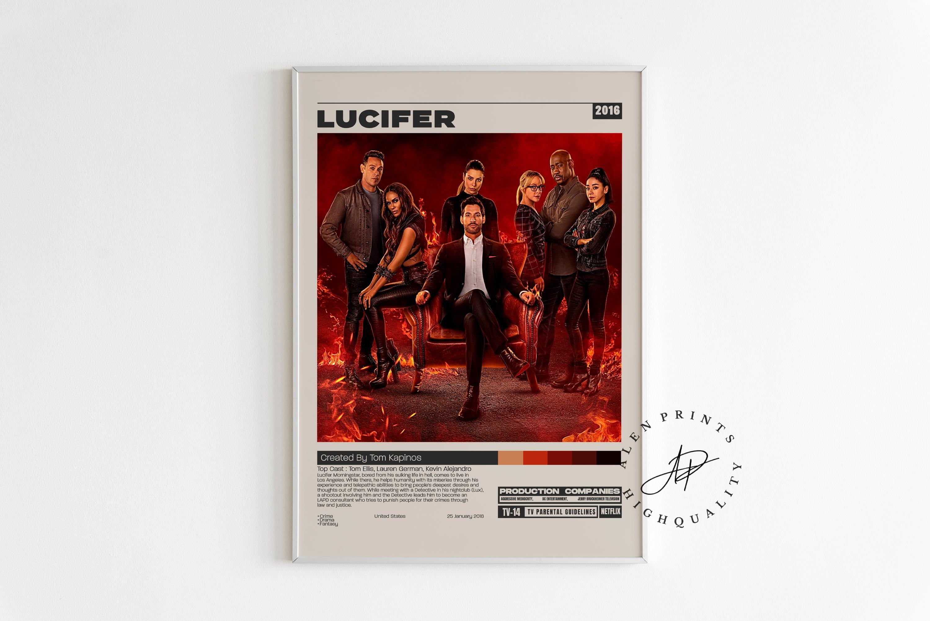 POSTER Lucifer Poster, Tom Kapinos, Minimalist Tv Series, Vintage Retro ...