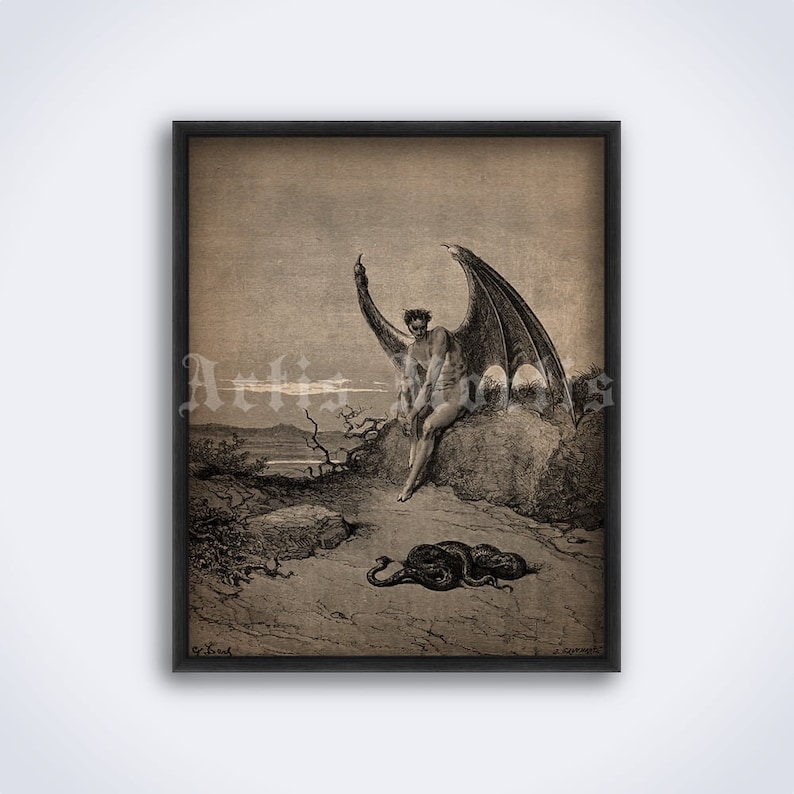 POSTER Lucifer and snake illustration for Paradise Lost poem, art by ...
