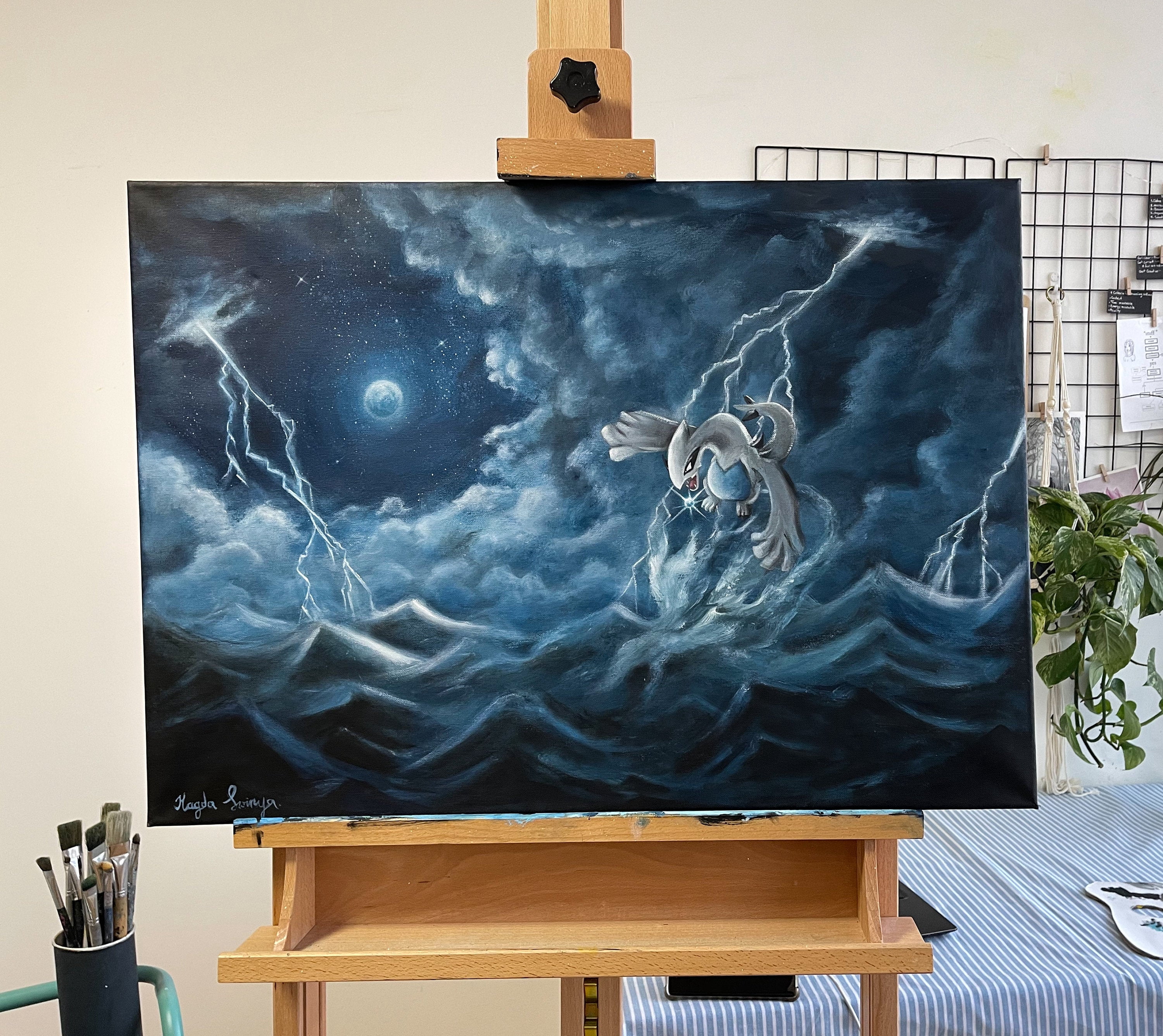 POSTER Lugia Acrylic painting, Pokemon painting, Pokemon art , Lugia ...