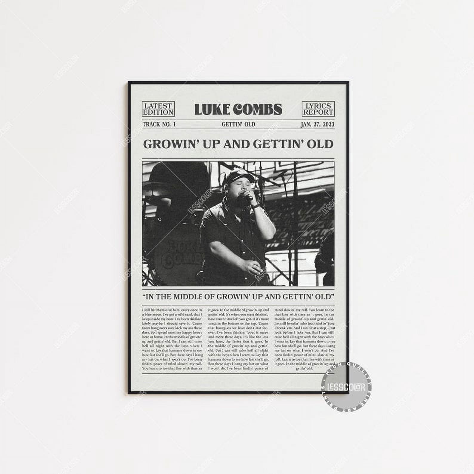 POSTER Luke Combs Retro Newspaper Print, Growin' Up and Gettin' Old Poster, Lyrics Print, Luke ...