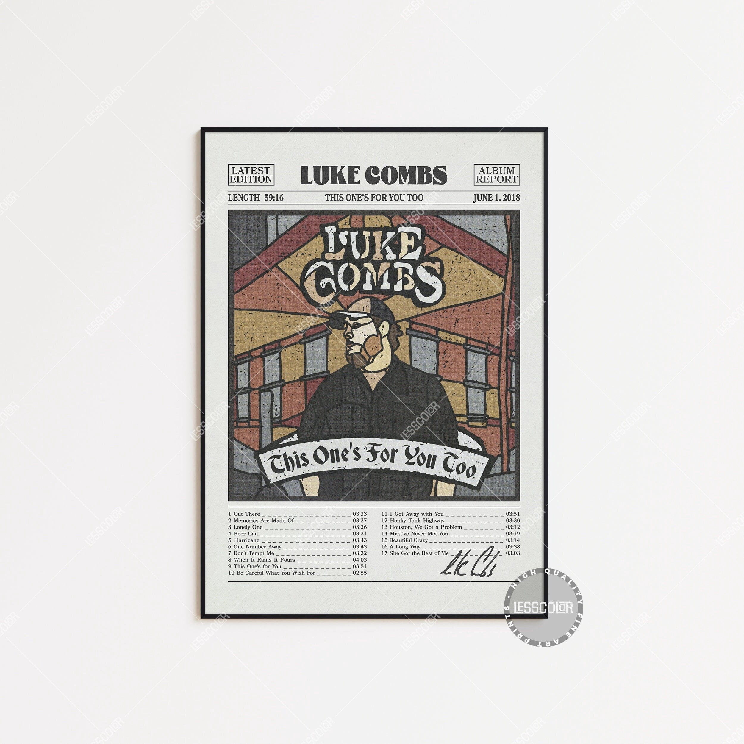 POSTER Luke Combs Retro Newspaper Print, This One's For You Too Poster, Luke Combs Poster, Album ...